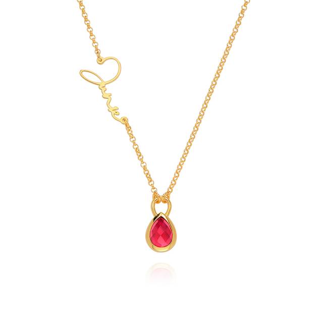 Annie Teardrop Name Necklace with Gemstone in 18ct Gold Vermeil | MYKA