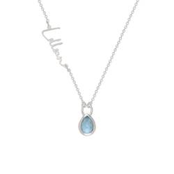 Annie Teardrop Name Necklace with Gemstone in Sterling Silver | MYKA
