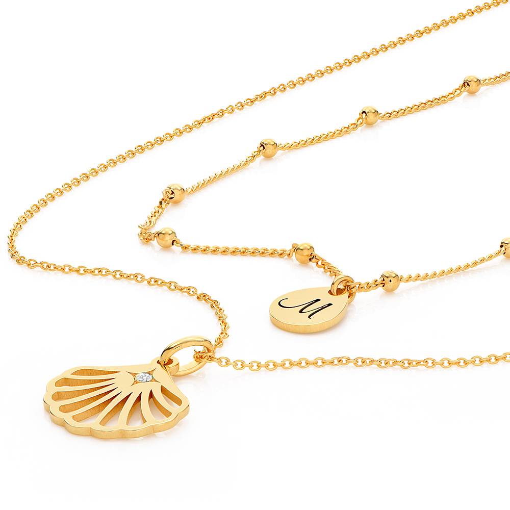 Ariel Shell Initial Necklace with Diamond in 18K Gold Vermeil - MYKA