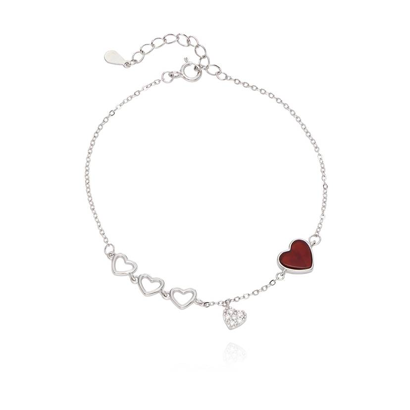 Be Mine Red Heart Bracelet in Sterling Silver | MYKA
