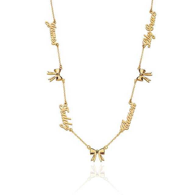 Be My Bow Multi-name Necklace in 14K Yellow Gold - MYKA