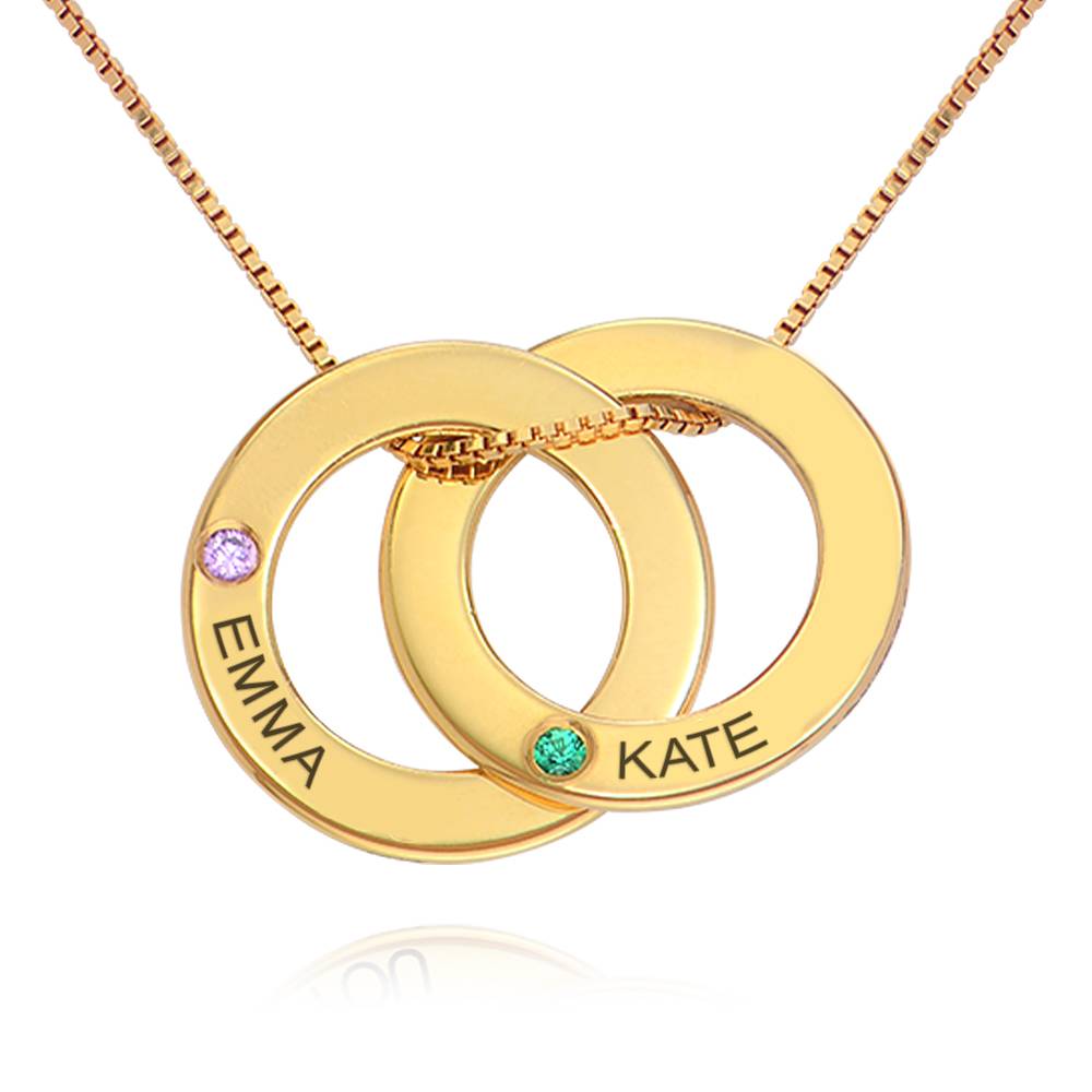Russian Ring Necklace with 2 Rings and Birthstones in 18ct Gold Plating ...