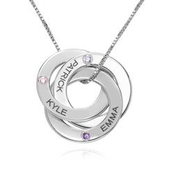 Russian Ring Necklace with Birthstones in Sterling Silver | MYKA