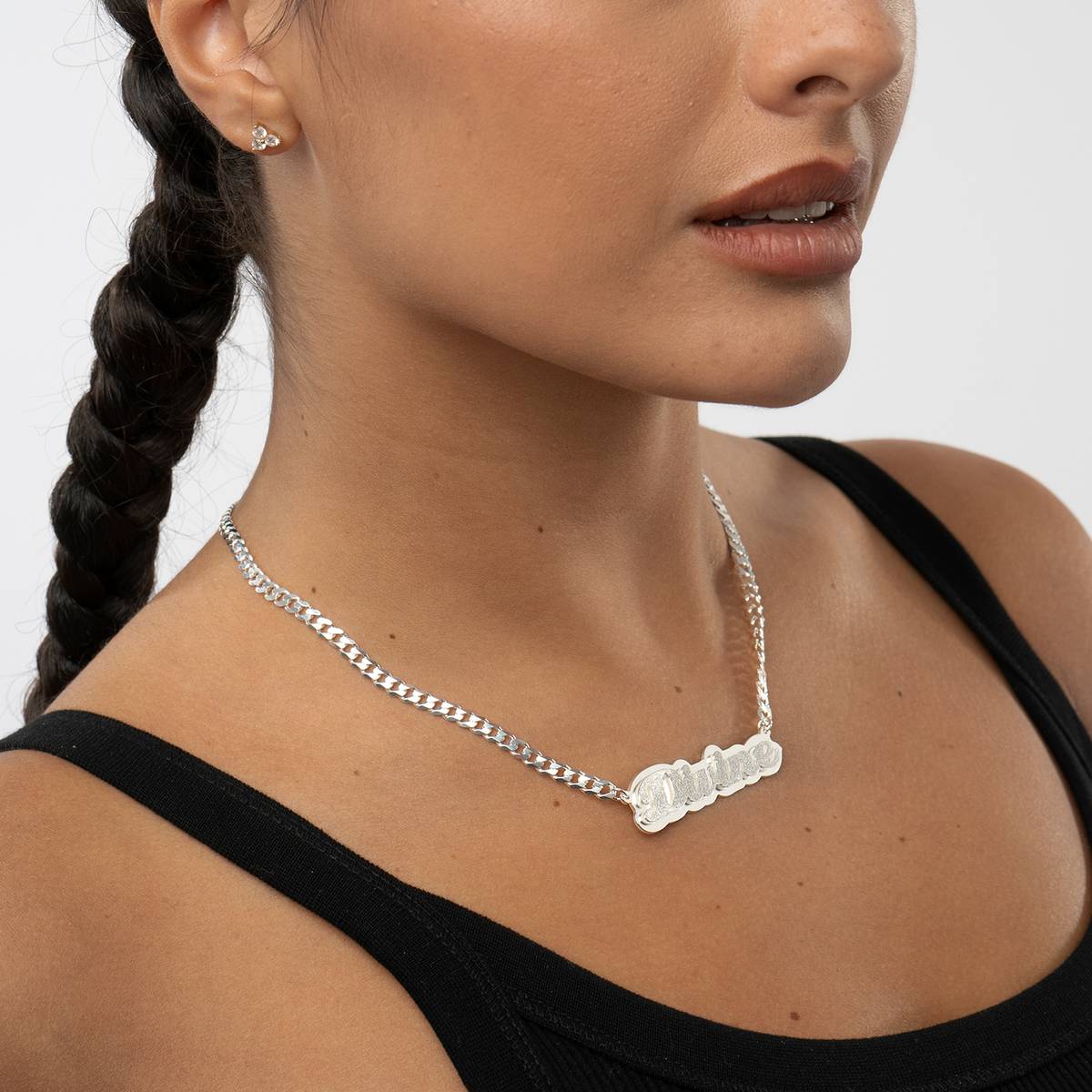 Brandi Double Plated Name Necklace in Sterling Silver - MYKA