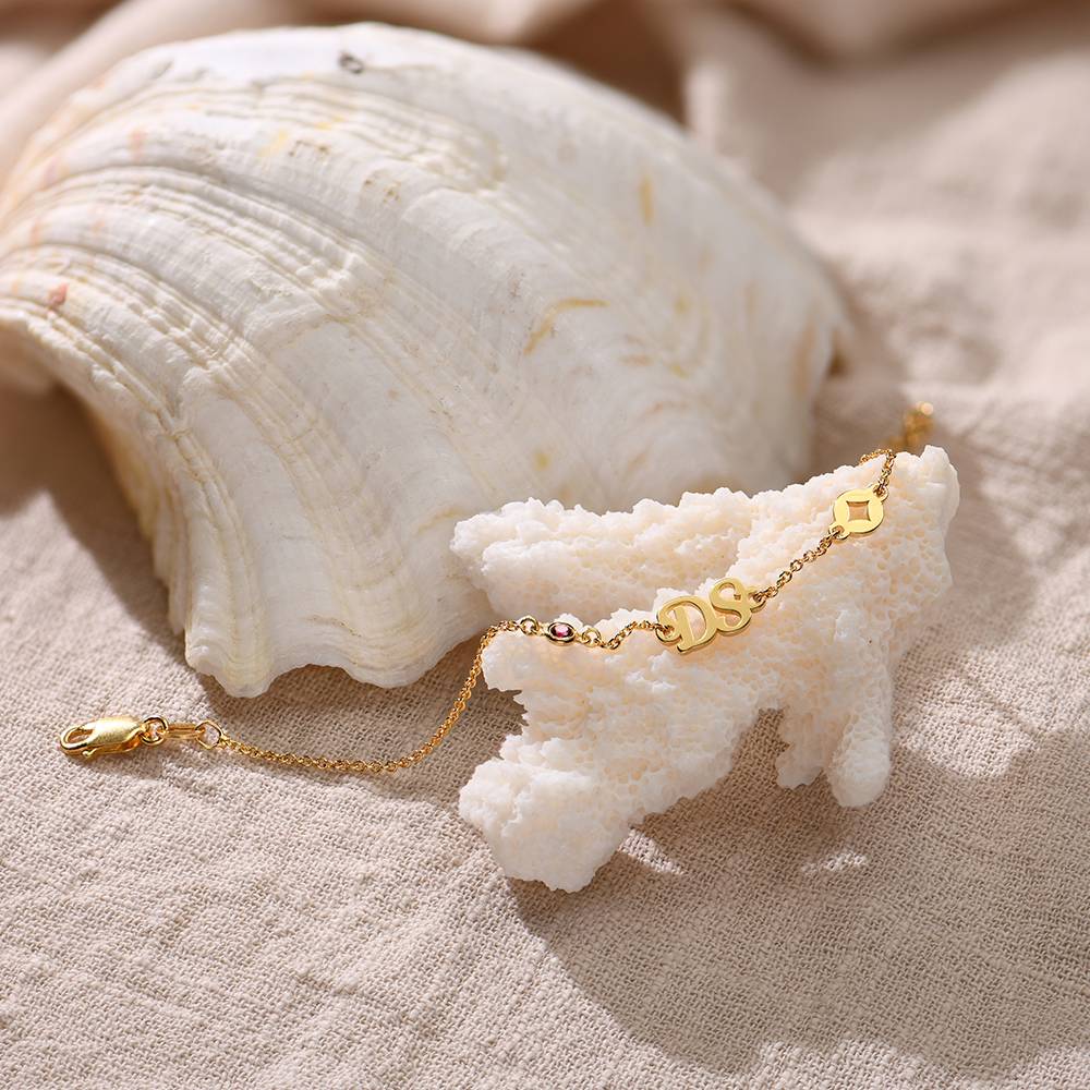 Bridget Star Initial Bracelet / Anklet with Gemstone in 18K Gold ...