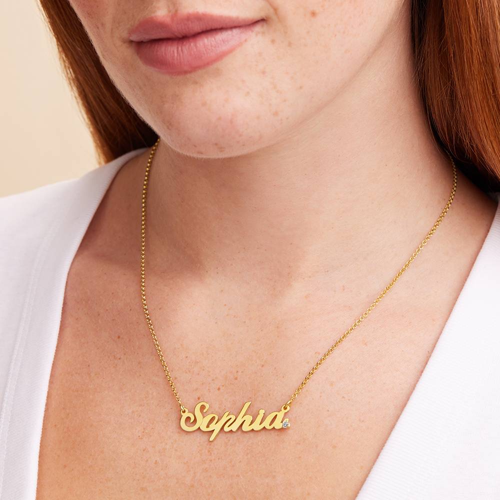 Classic Cocktail Name Necklace with Diamond in 18ct Gold Plating | MYKA