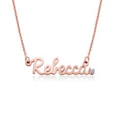 Personalized Cursive Name Necklace with Diamond in 18K Rose Gold ...