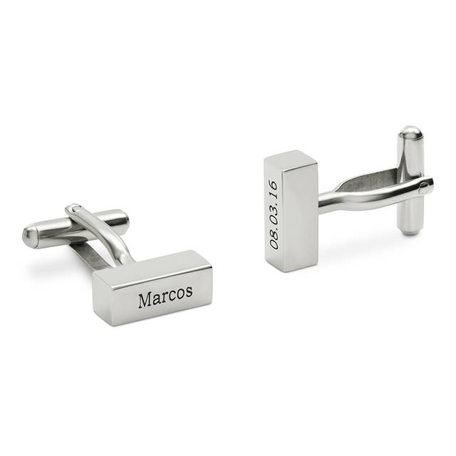Custom Bar Cufflinks with Engraving in Stainless Steel - MYKA