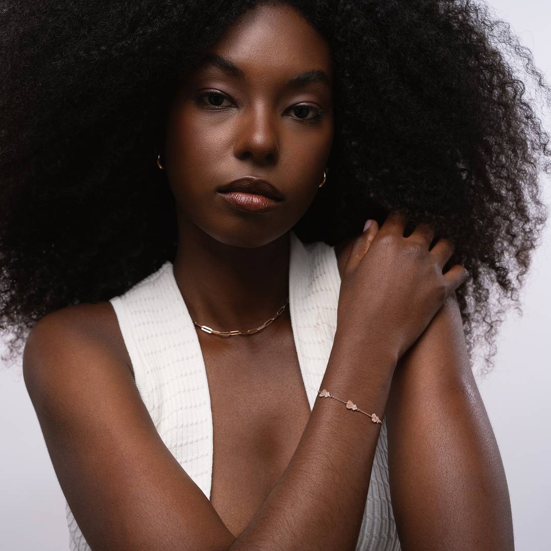 Dakota Heart Initial Bracelet with Diamonds in 18ct Rose Gold Plating | MYKA