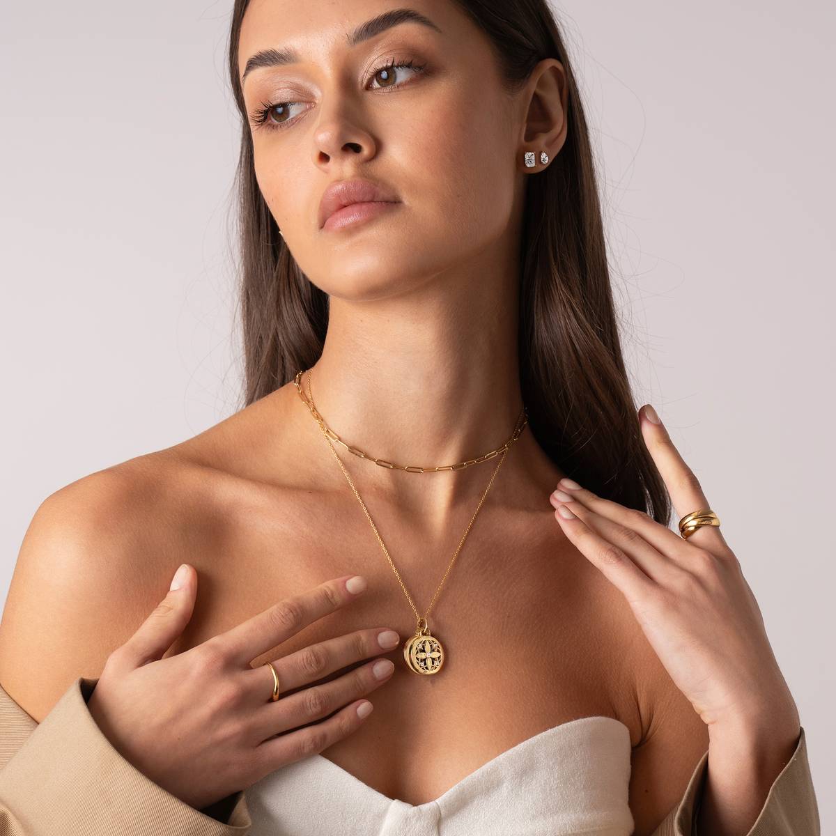 Floret Photo Pendant Necklace in 18ct Gold Plating - MYKA