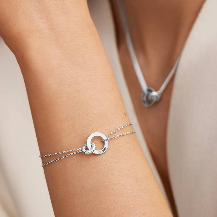 Grace Interlocking Bracelet with Diamond in Sterling Silver - MYKA