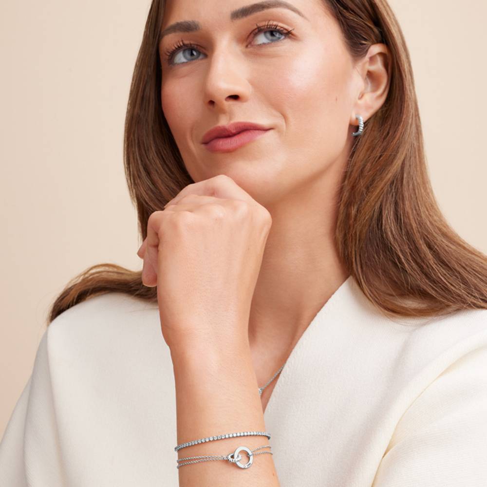 Grace Interlocking Bracelet with Diamond in Sterling Silver - MYKA