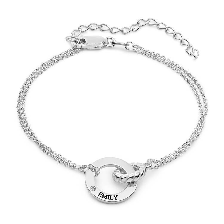 Grace Interlocking Bracelet with Diamond in Sterling Silver - MYKA