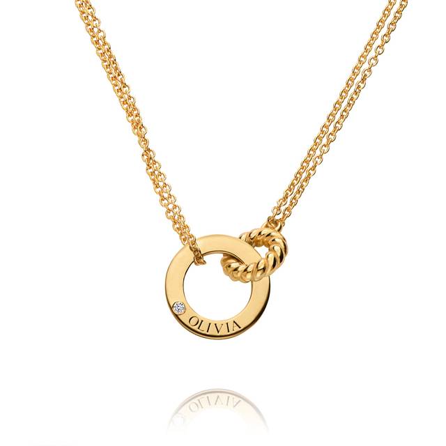 Grace Interlocking Necklace with Diamond in 18ct Gold Vermeil | MYKA