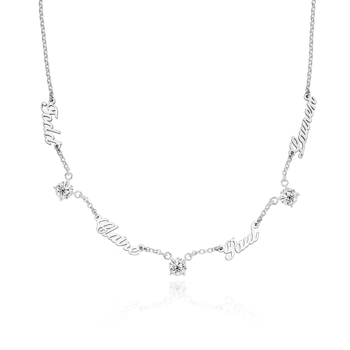 Heritage Multiple Name Necklace With 030ct Diamonds In Sterling Silver