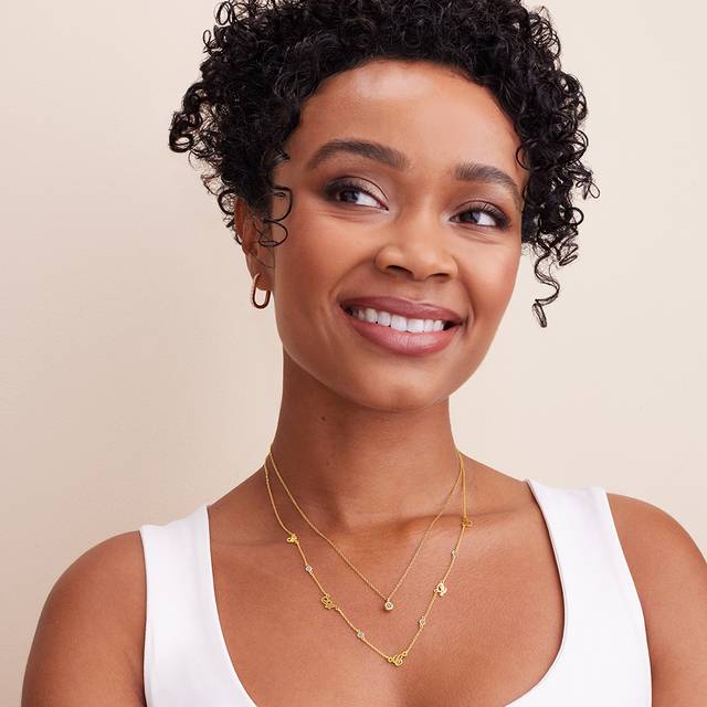 Heritage Multiple Initial Necklace With Diamonds In 18k Gold Plating Myka