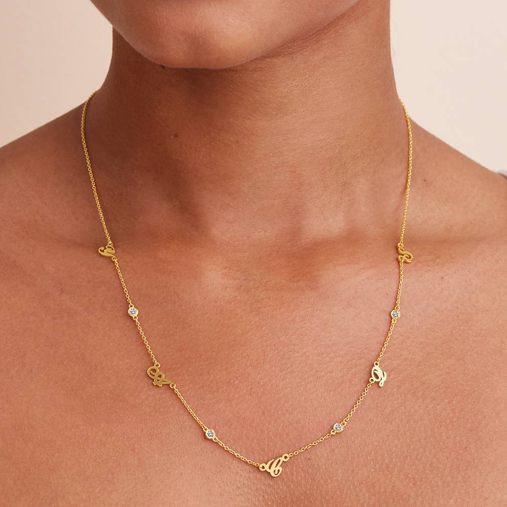 Heritage Multiple Initial Necklace With Diamonds In 18k Gold Plating Myka