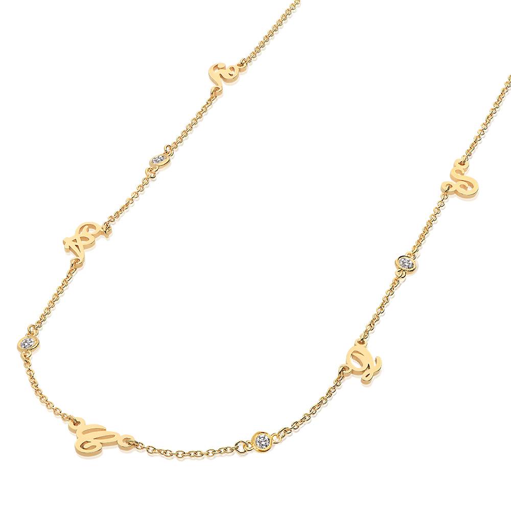 Heritage Multiple Initial Necklace With Diamonds In 18ct Gold Vermeil