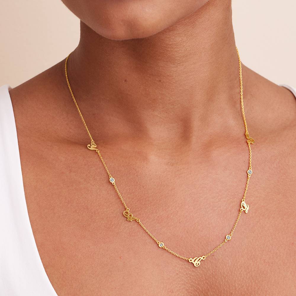 Heritage Multiple Initial Necklace With Diamonds In 18k Gold Vermeil Myka