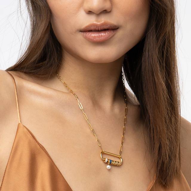 Linda Carabiner Necklace with Pearl in 18ct Gold Vermeil | MYKA