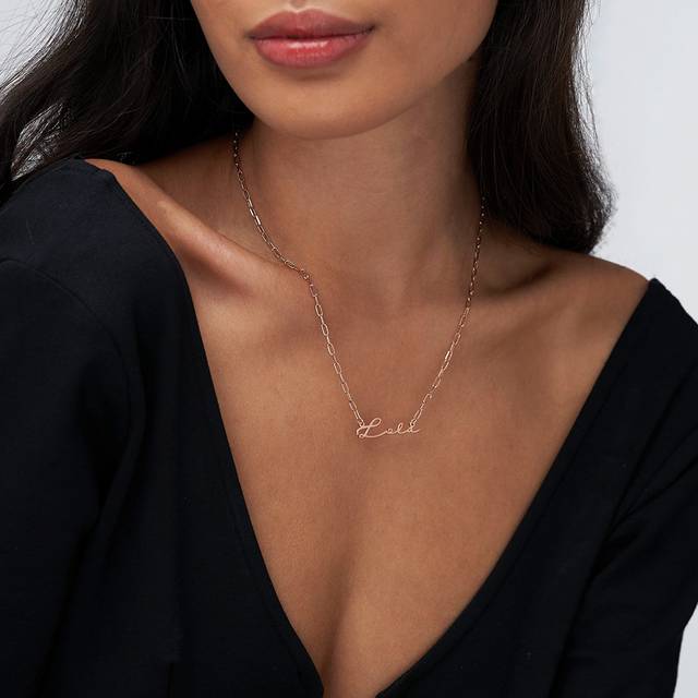 Signature Link Chain Name Necklace in 18ct Rose Gold Plating | MYKA