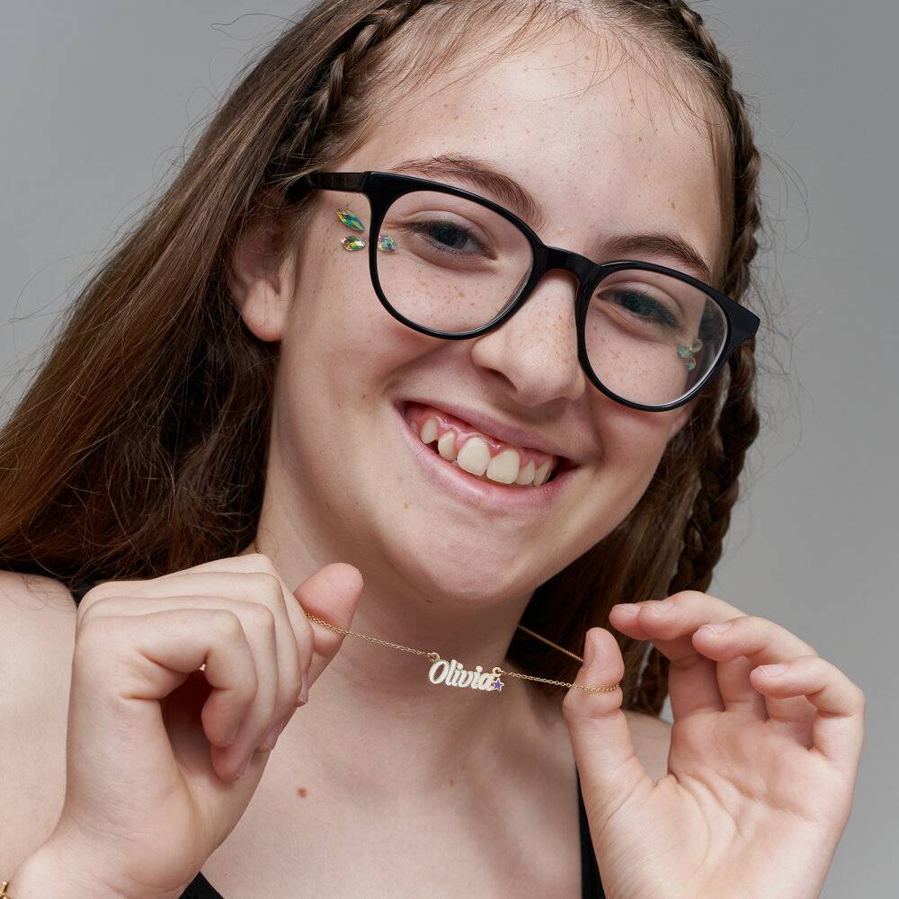 Mini Twinkle Girls Name Enamel Necklace in 18K Gold Vermeil - MYKA