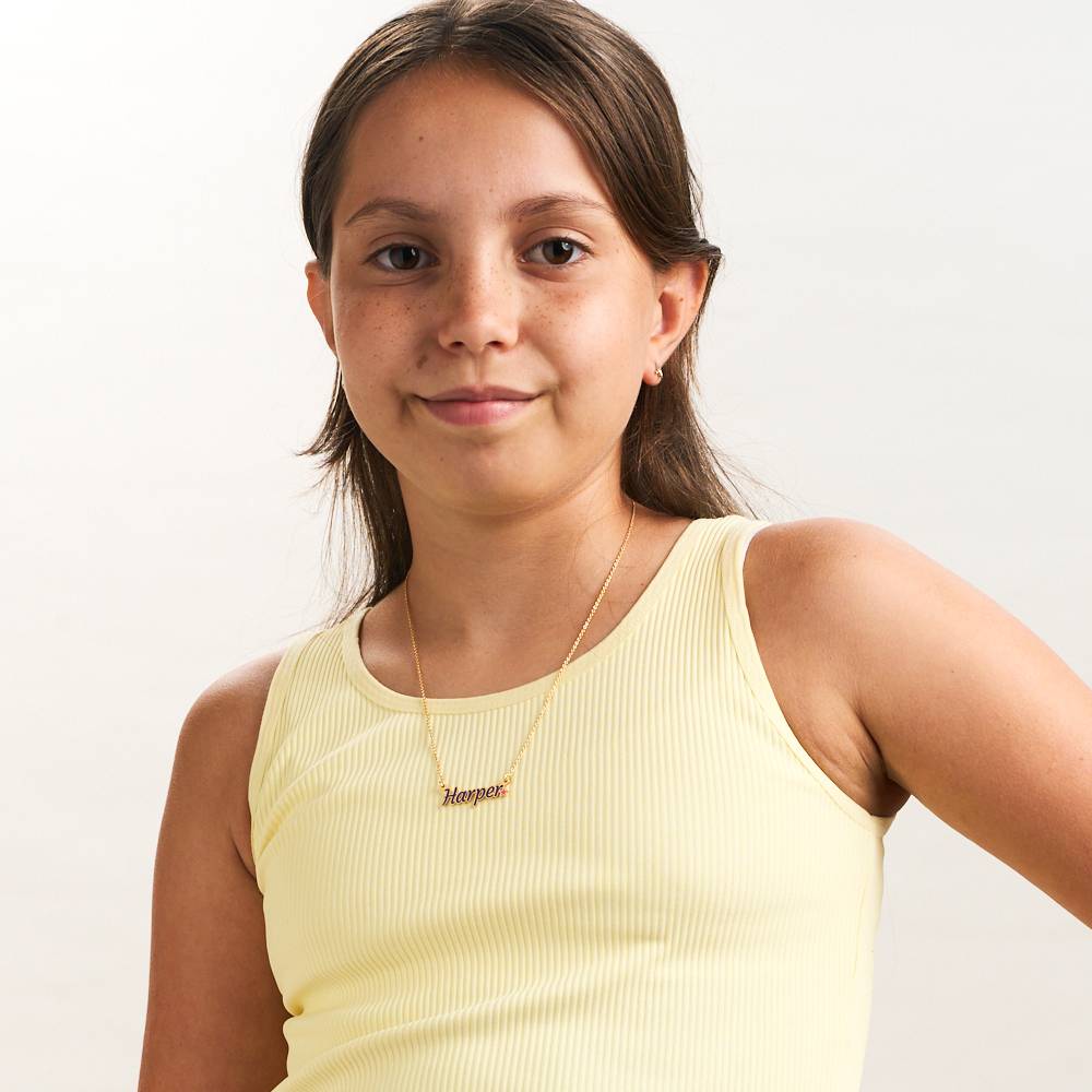 Mini Twinkle Girls Name Enamel Necklace in 18K Gold Vermeil - MYKA