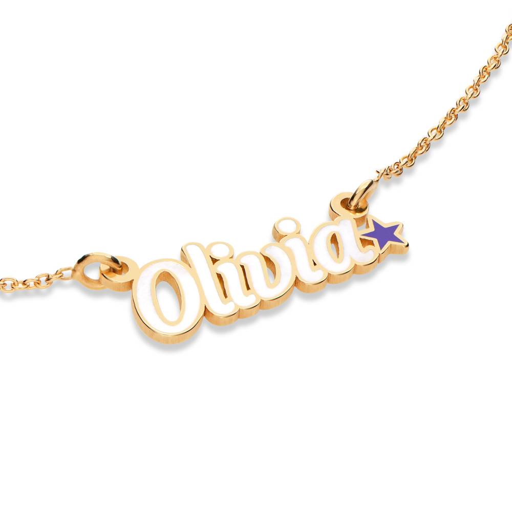 Mini Twinkle Girls Name Enamel Necklace in 18K Gold Vermeil - MYKA