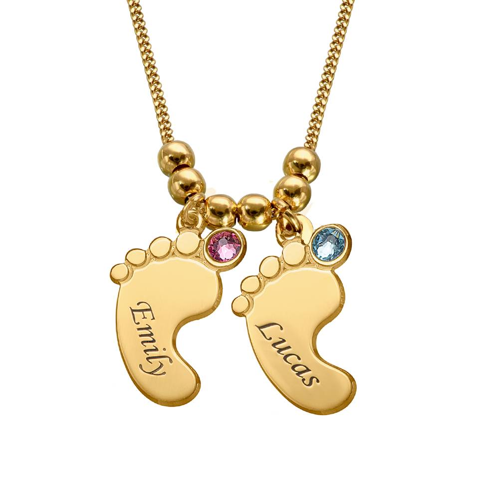 Bijou pour Maman - Collier pieds de bébé avec pierres de naissance en ...