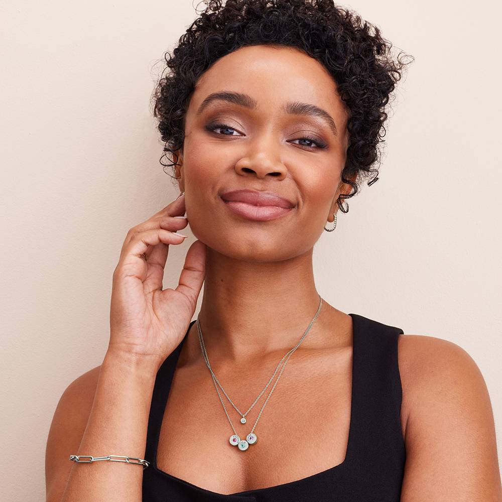 Nova Birthstone Necklace with Engraved Names in Sterling Silver | MYKA