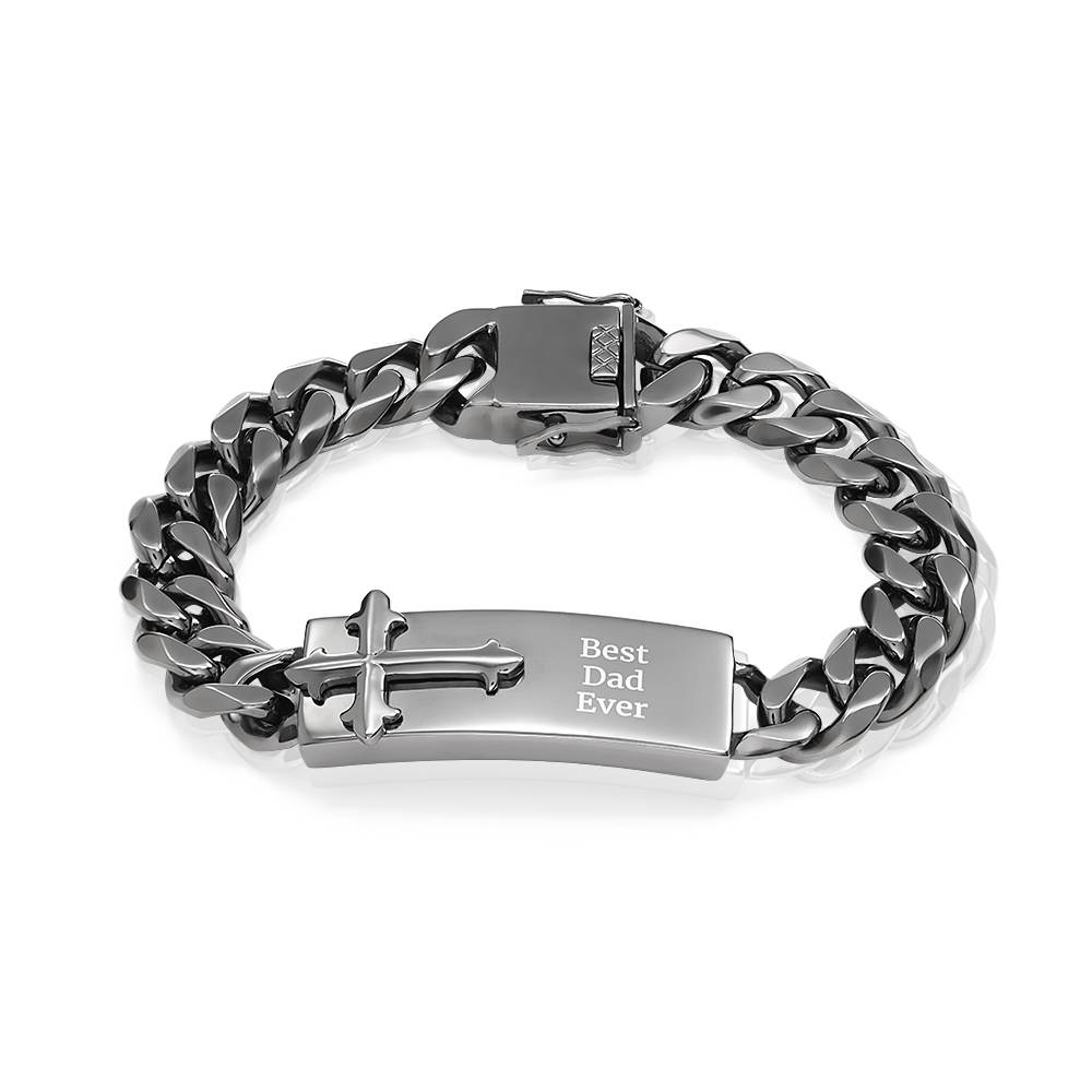 Personalized Cross ID Bracelet for Men in Gunmetal - MYKA
