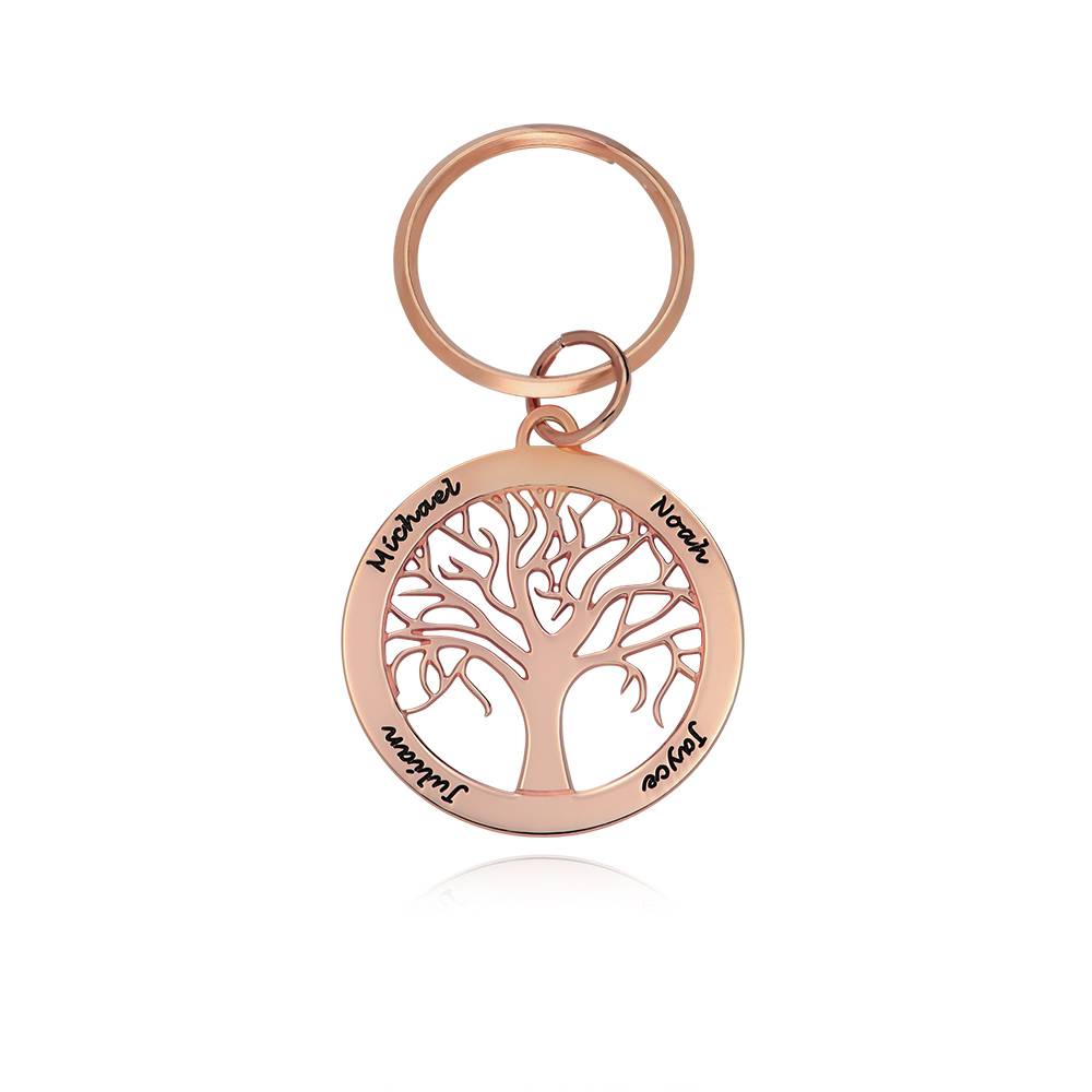 Llavero Árbol Genealógico con Grabado en Chapa de Oro Rosa 18K | MYKA