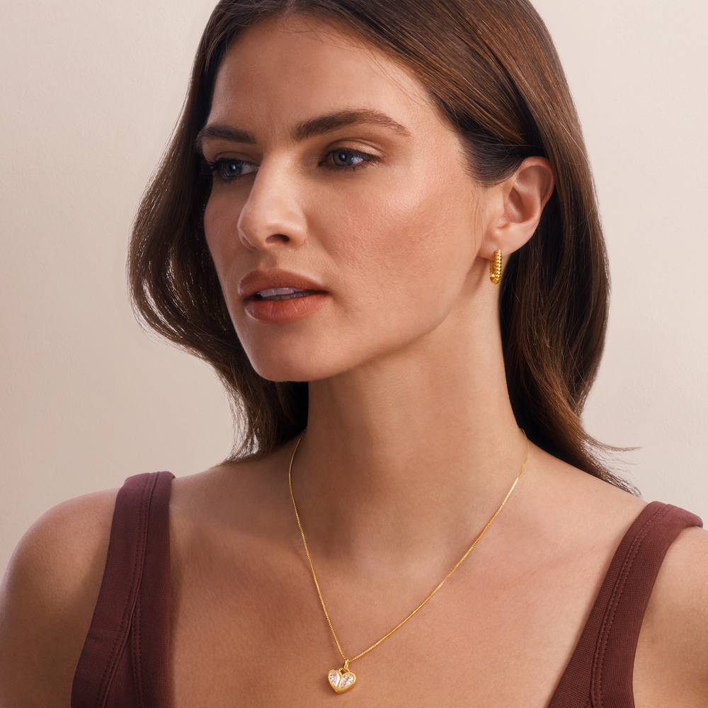 Petite Crystal Heart Necklace in 18K Gold Vermeil - MYKA