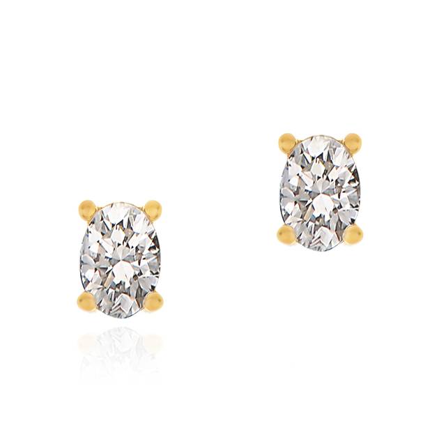 Remi Oval Stud Earrings in 18K Gold Vermeil - MYKA