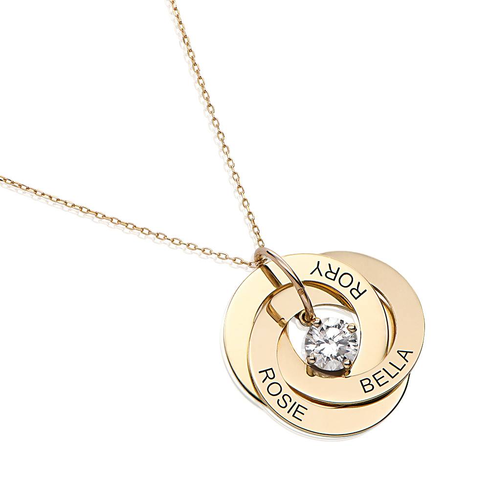 Russian Ring Necklace with 1CT Lab Diamond in 10K Solid Yellow Gold - MYKA