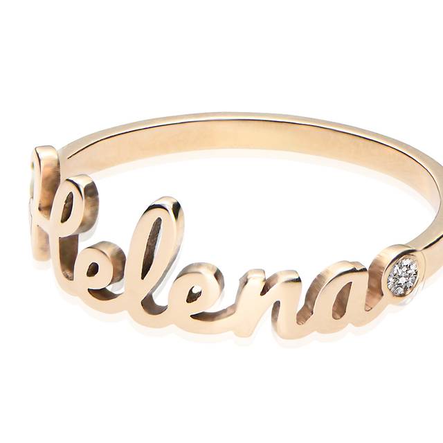 Script Name Ring with Diamond in 14ct Solid Yellow Gold | MYKA