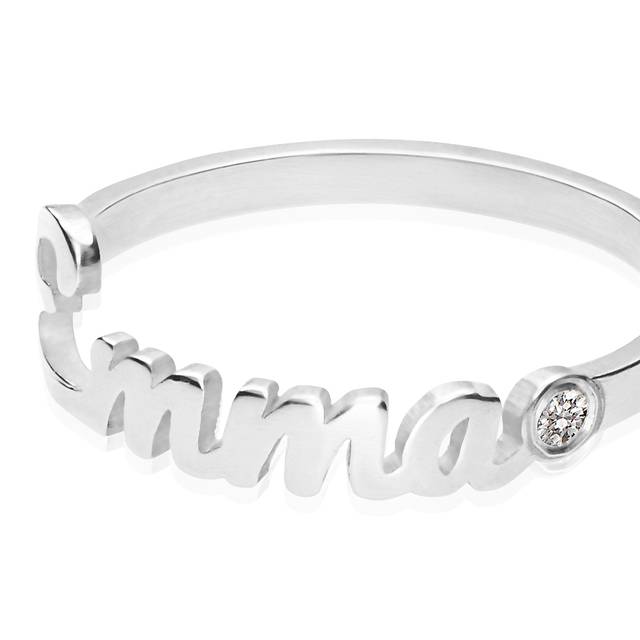 Script Name Ring with Diamond in Sterling Silver | MYKA