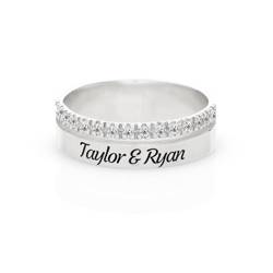 Sofia Double Band Ring with 0.15ct Diamonds in Sterling Silver - MYKA