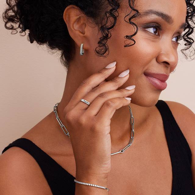 Stackable Diamond Name Ring in Sterling Silver | MYKA