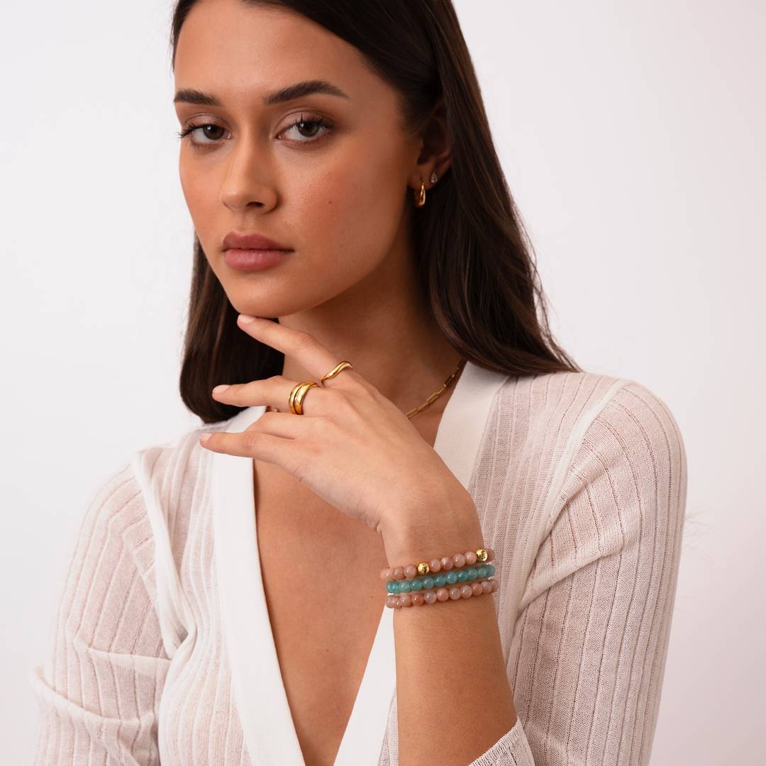 Sunstone Semi-Precious Balance Bead Bracelet in 18ct Gold Vermeil | MYKA