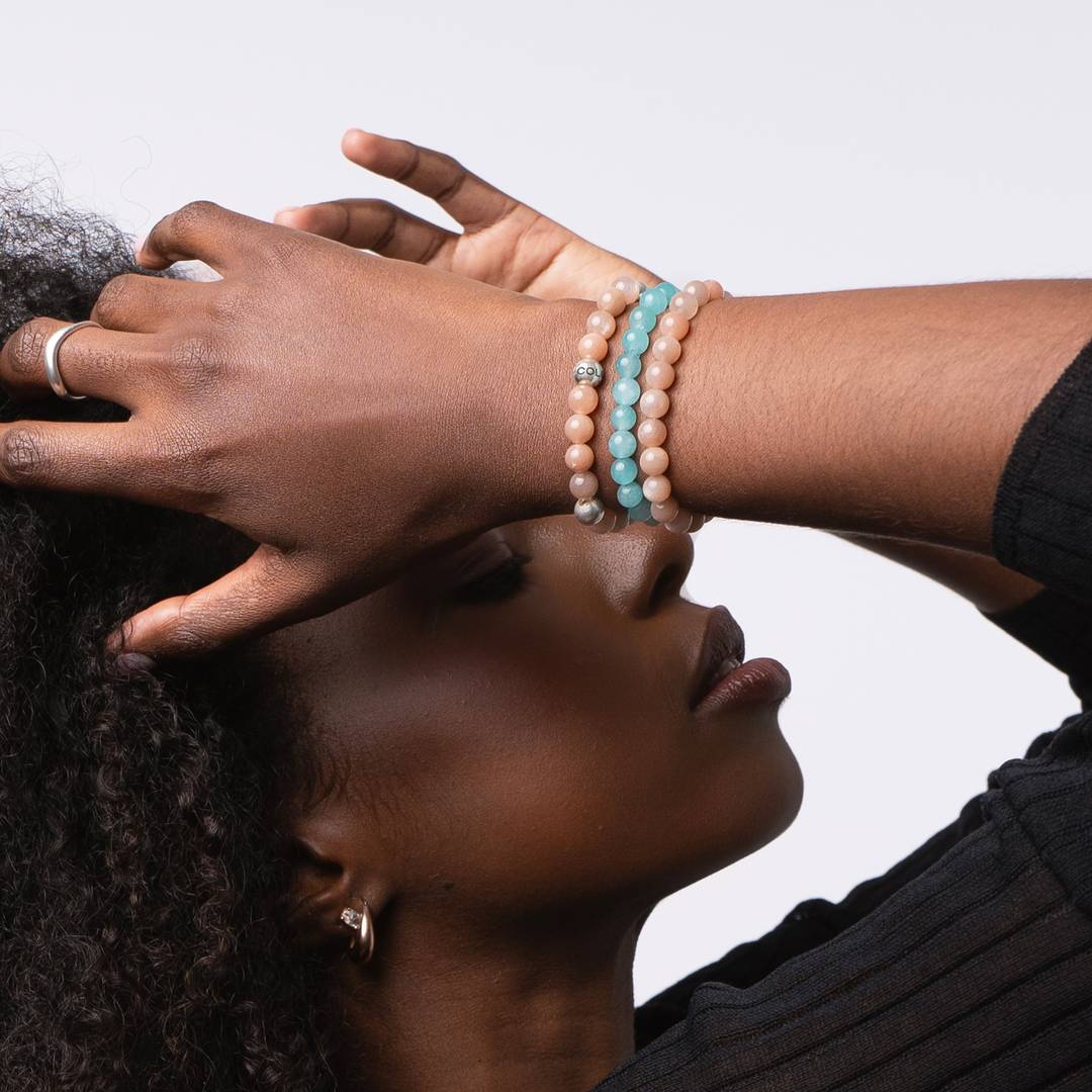 Sunstone Semi-Precious Balance Bead Bracelet in Sterling Silver - MYKA