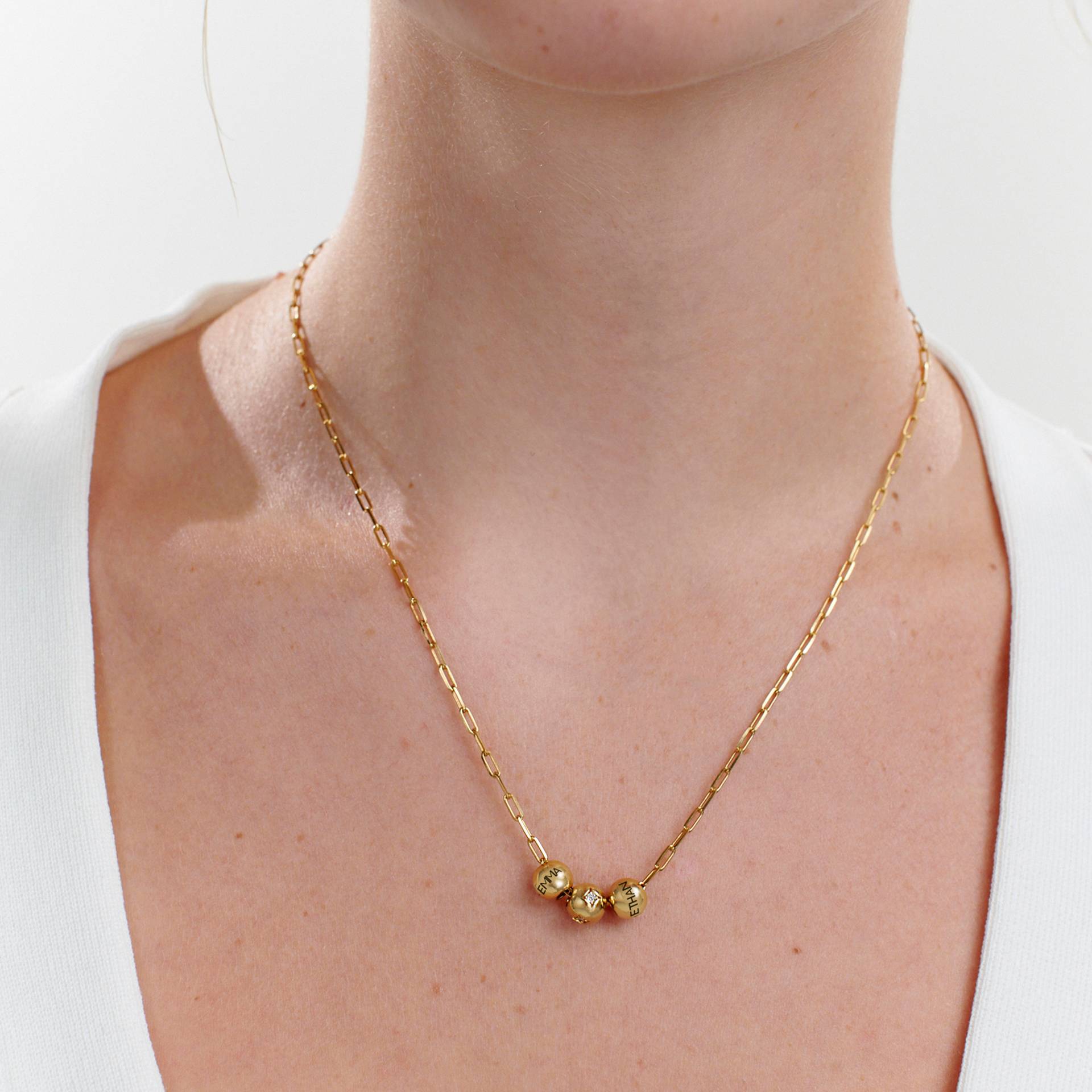 The Balance Bead Necklace with 0.08CT Diamond Bead in Gold Plating - MYKA