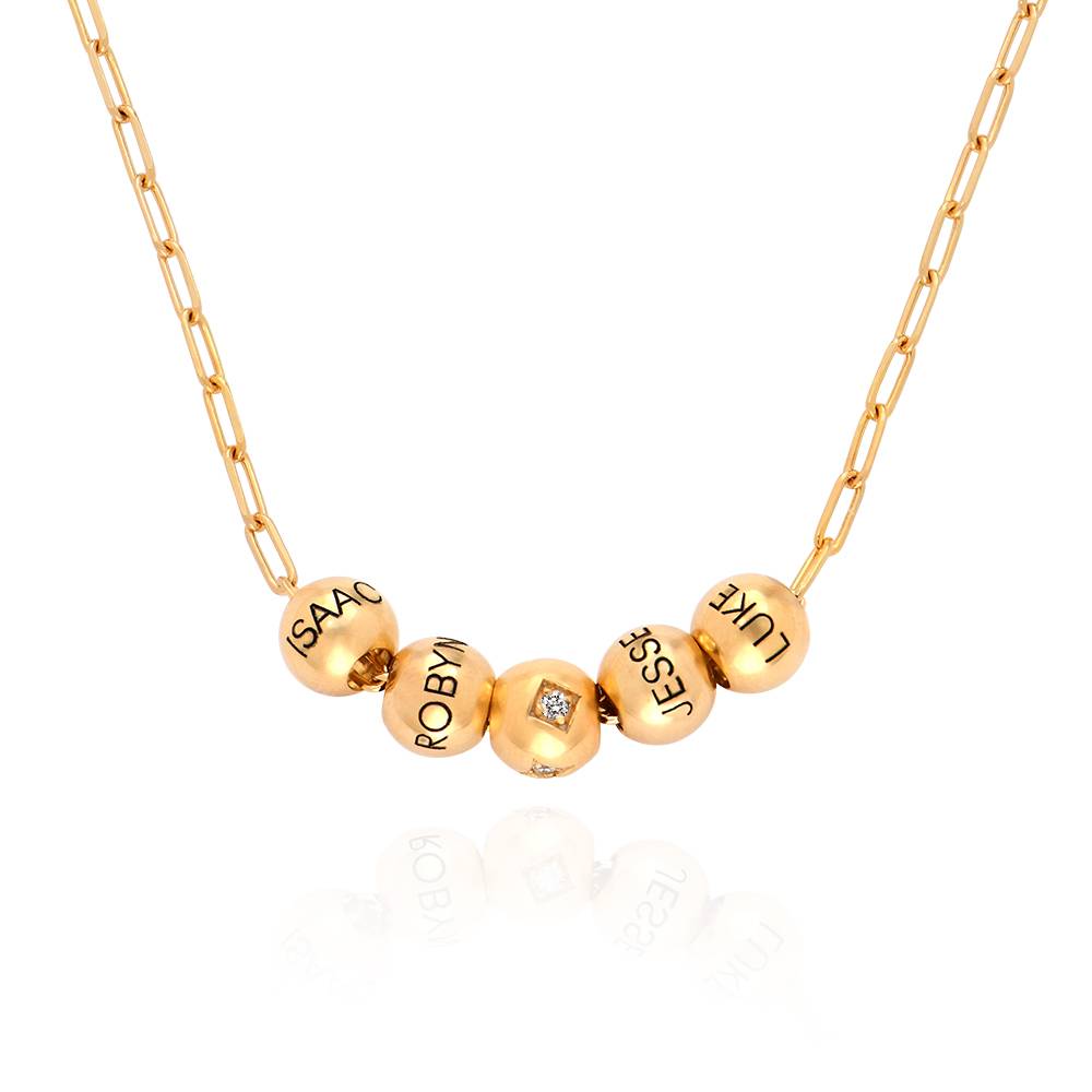 The Balance Bead Necklace with 0.08CT Diamond Bead in 18K Gold Vermeil ...