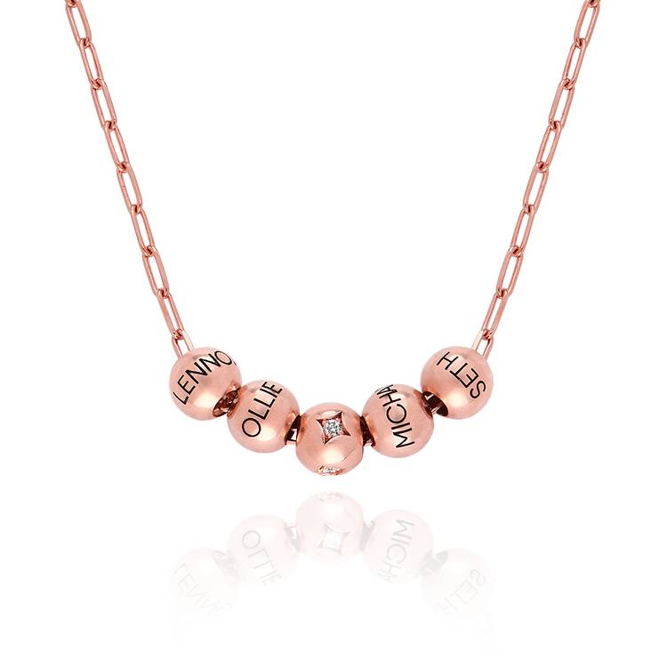 The Balance Bead Necklace with 0.08CT Diamond Bead in 18K Rose Gold ...