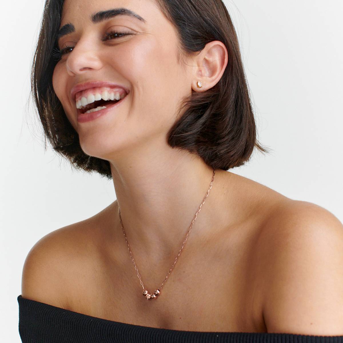 The Balance Bead Necklace with 0.08CT Diamond Bead in 18K Rose Gold ...