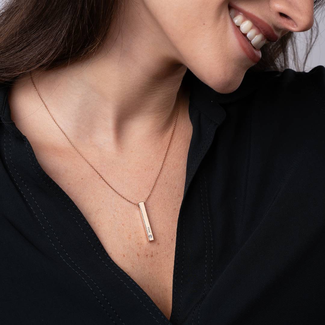 Totem 3D Bar Necklace with Birthstones in 18ct Rose Gold Vermeil | MYKA