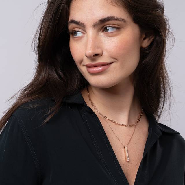 Totem 3D Bar Necklace with Birthstones in 18ct Rose Gold Vermeil | MYKA