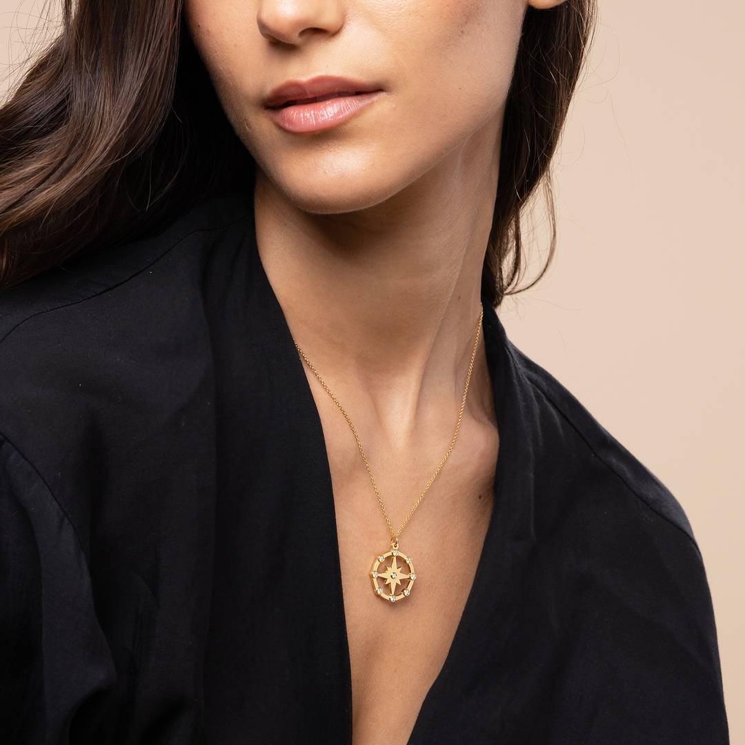 Twinkling Northern Star Necklace with Diamonds in 18ct Gold Plating - MYKA
