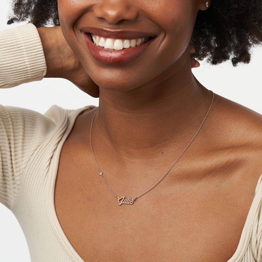 Twirl Script Name Necklace with Diamond in 18K Rose Gold Plating - MYKA