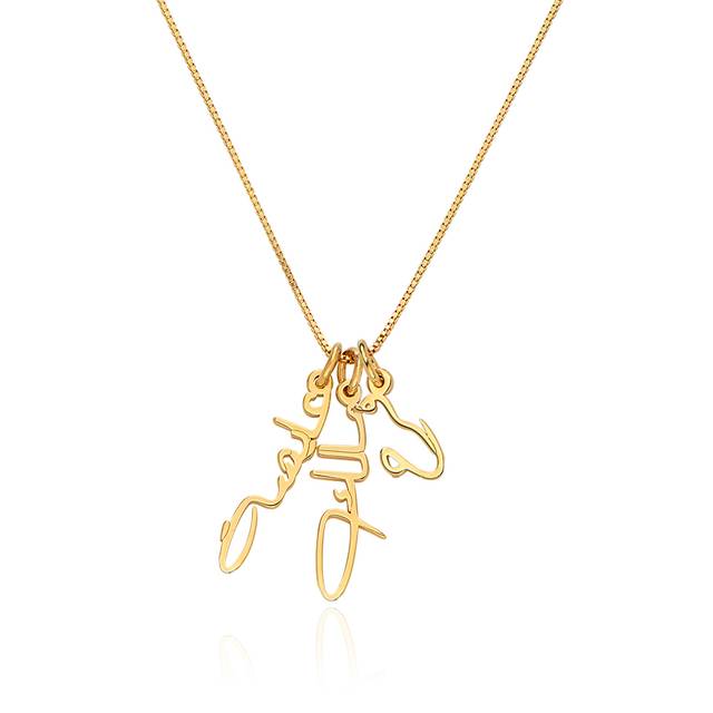 Vertical Cursive Arabic Name Necklace in 18ct Gold Vermeil - MYKA